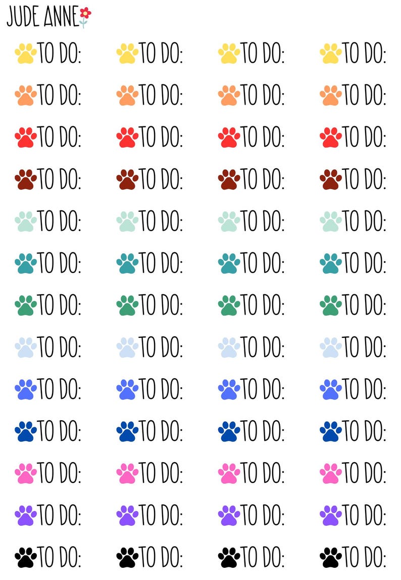 To Do Pet Stickers, Paw Icon Stickers for Calendar, Dog Stickers, Cat ...