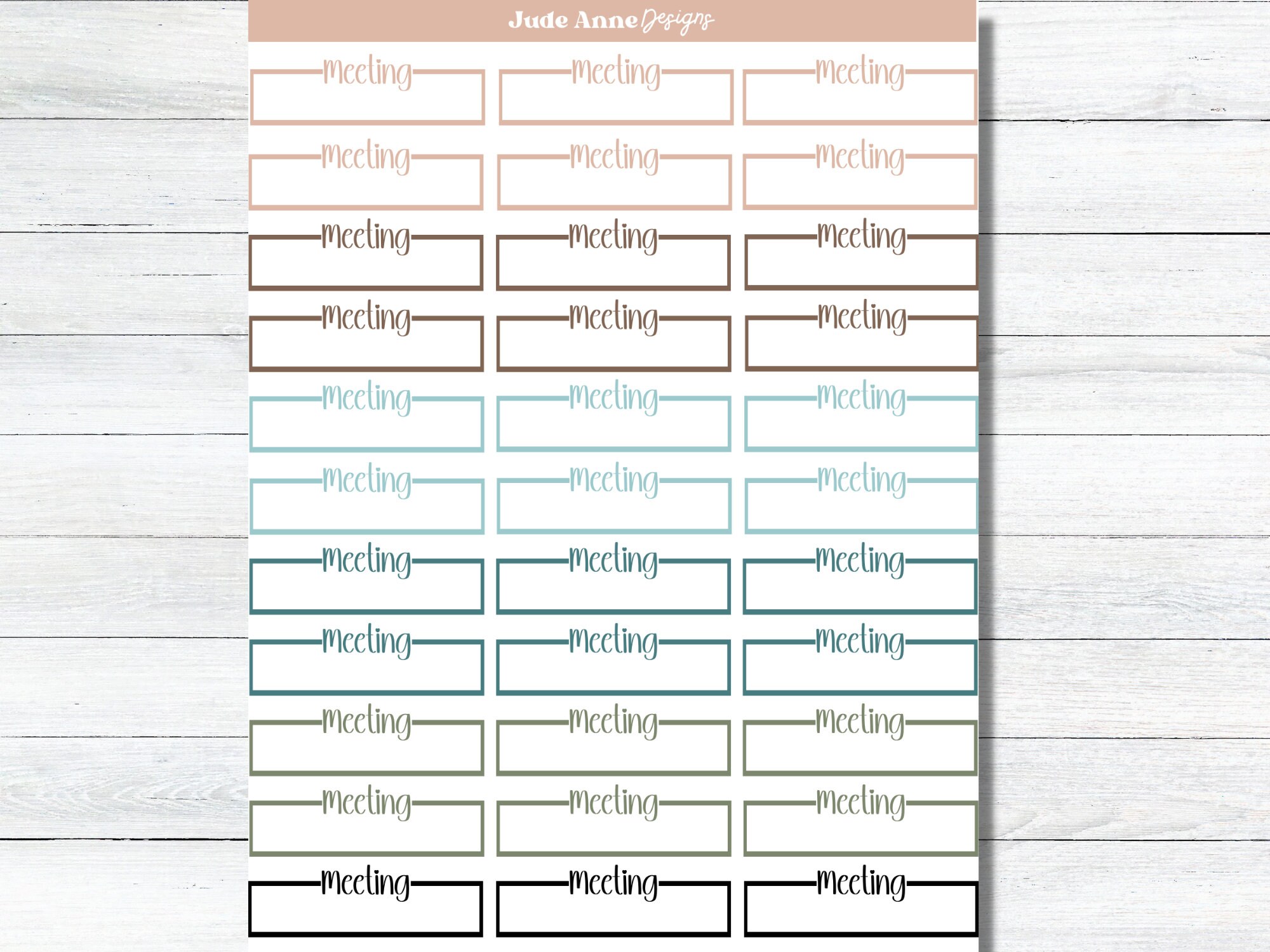 Meeting Planner Stickers, Meeting Label Stickers, Boho Color Stickers ...