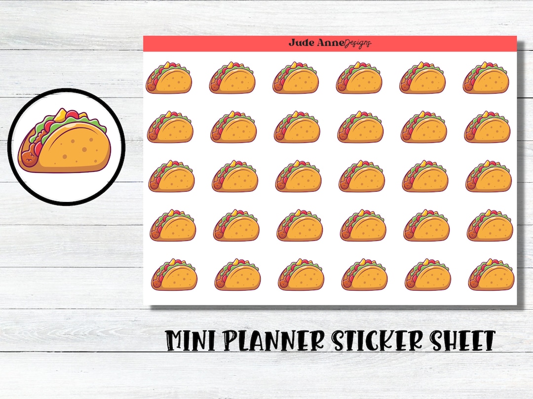 Taco Night Planner Stickers | Tacos Sticker Sheet | Planning Stickers ...