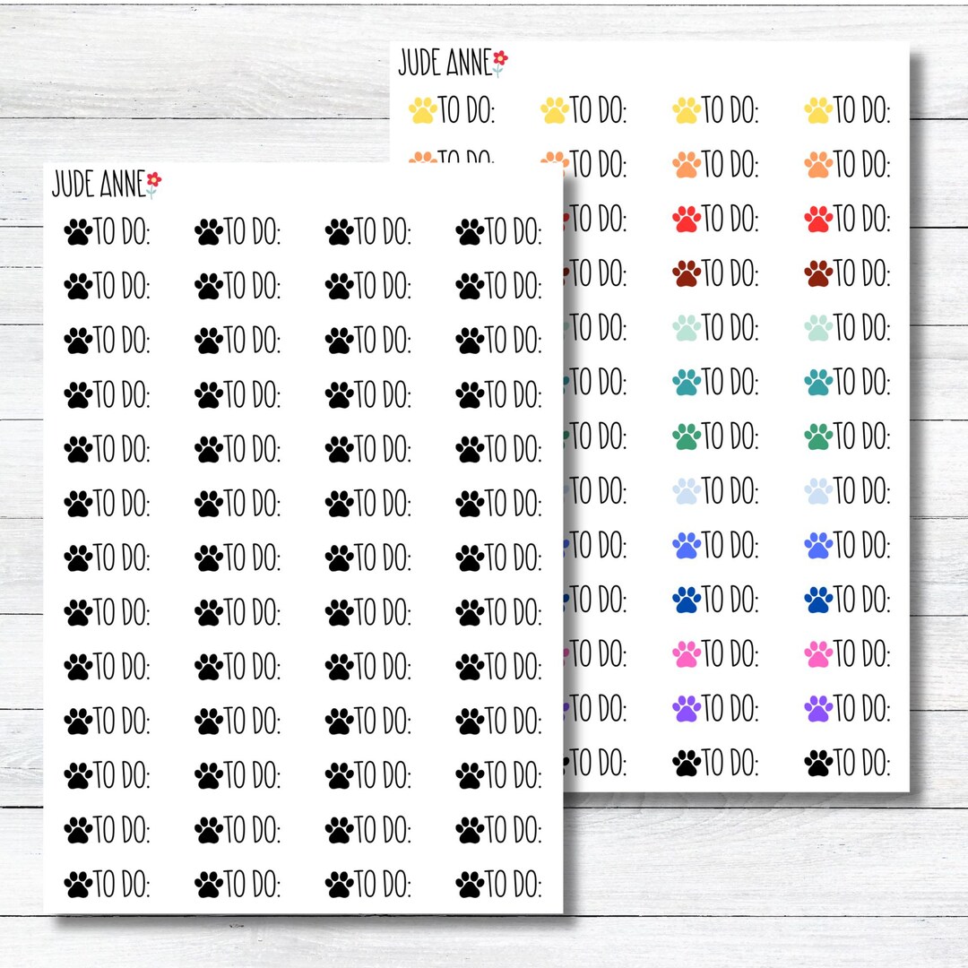 To Do Pet Stickers, Paw Icon Stickers for Calendar, Dog Stickers, Cat ...