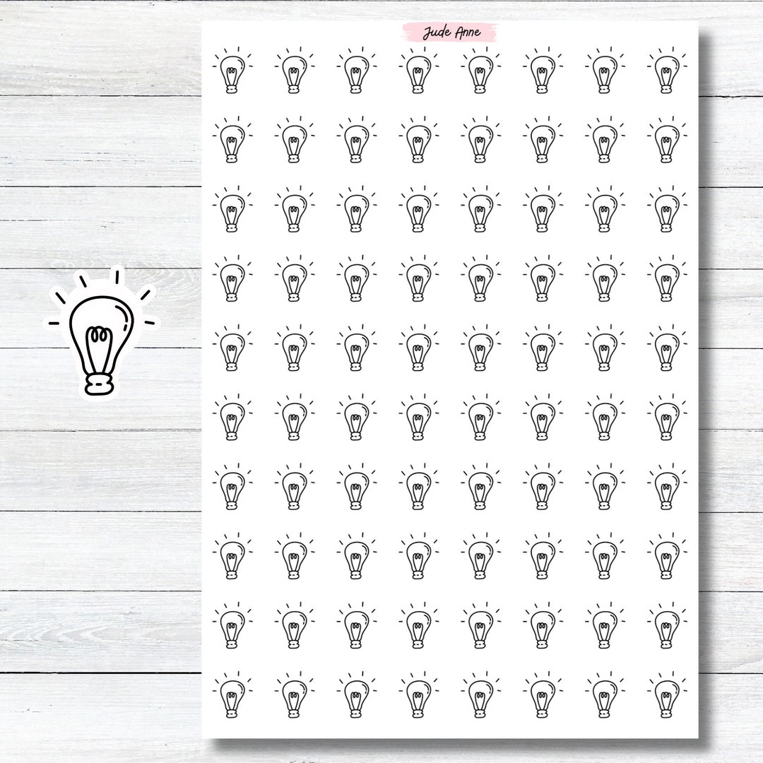 Light Bulb Icon Sticker, Idea Planner Stickers, Light Idea Stickers - Etsy
