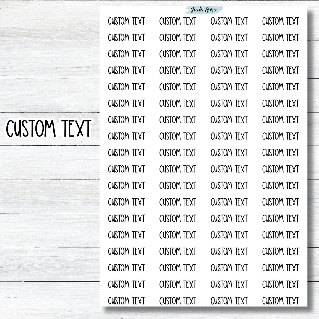 Custom Text Stickers, Color Options, Sticker Sheets, Custom Script ...
