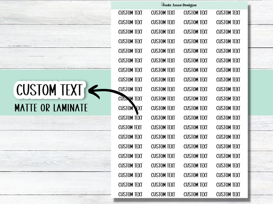 Custom Text Stickers Color Options Sticker Sheets Custom - Etsy