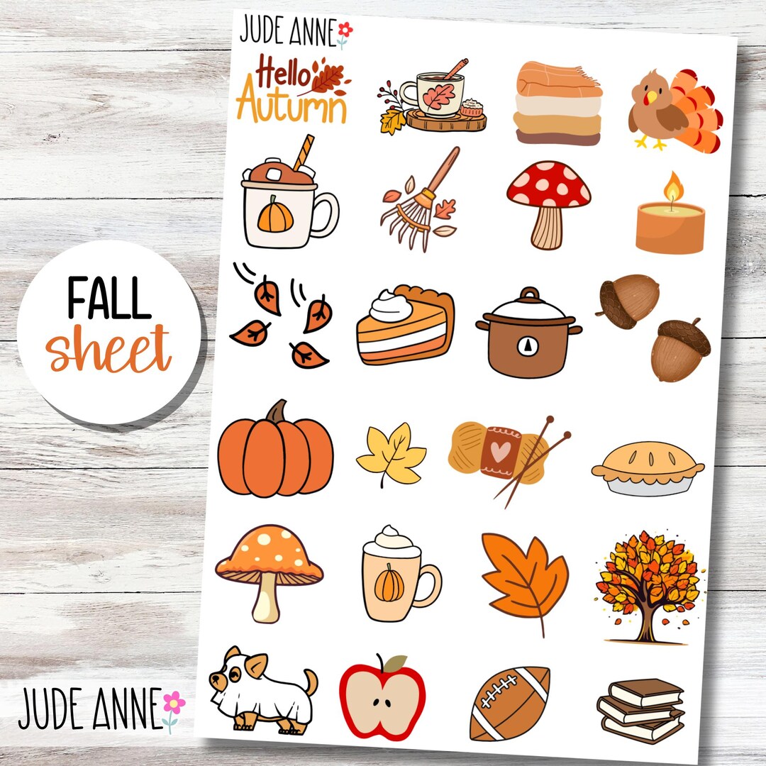Fall Planner Stickers,fall Theme Sticker Sheet, Bujo Fall Stickers - Etsy