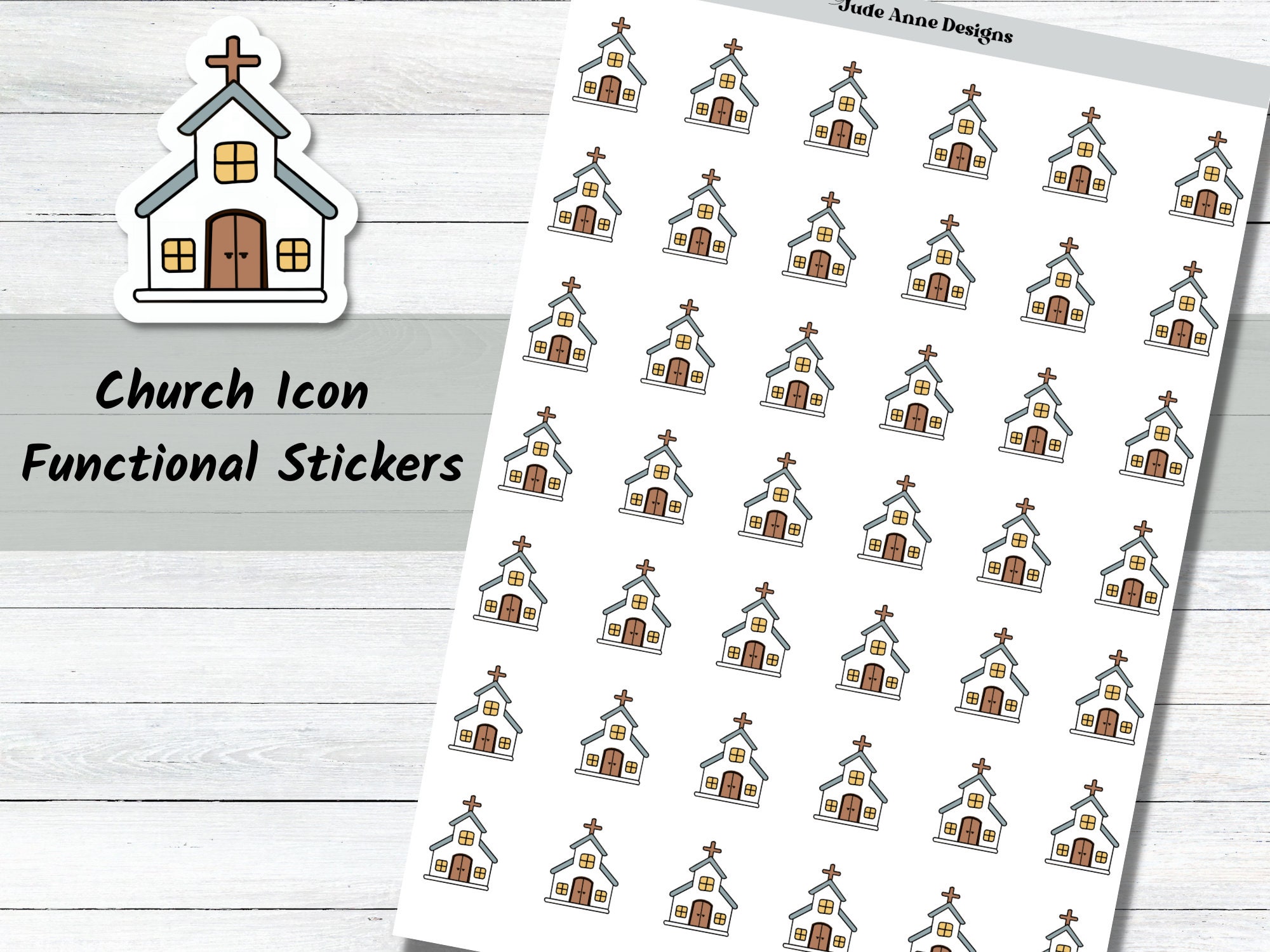 Church Planner Stickers Cute Church Reminder Stickers Icon - Etsy