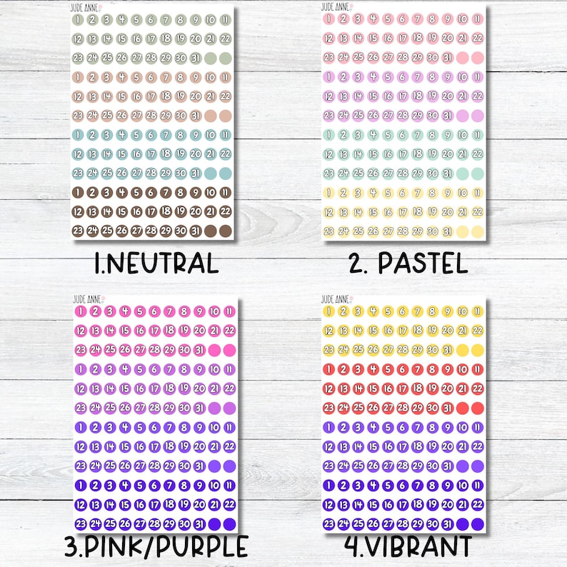 Date Dot Stickers, Date Cover Stickers, Planner Circle Stickers ...