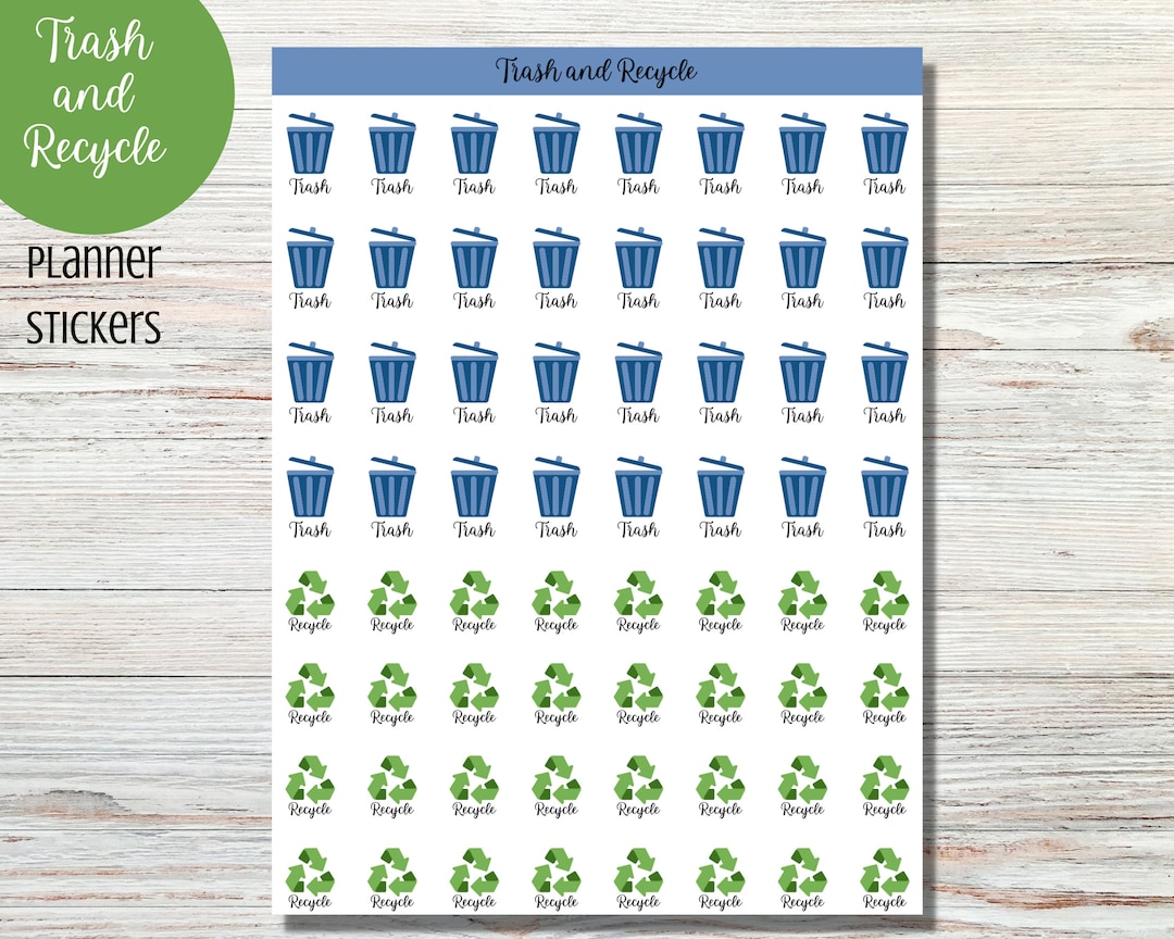 Garbage & Recycle Planner Stickers, Reminder for Trash Day, Planner ...