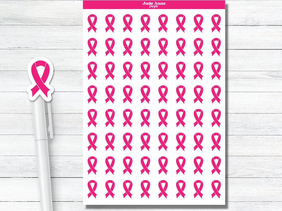 Breast Cancer Ribbon Sticker Sheet (64) , Breast Cancer Planner ...