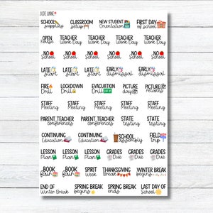 Teacher Planner Stickers, Cute Teacher Icons, Calendar, Yearly Teacher ...