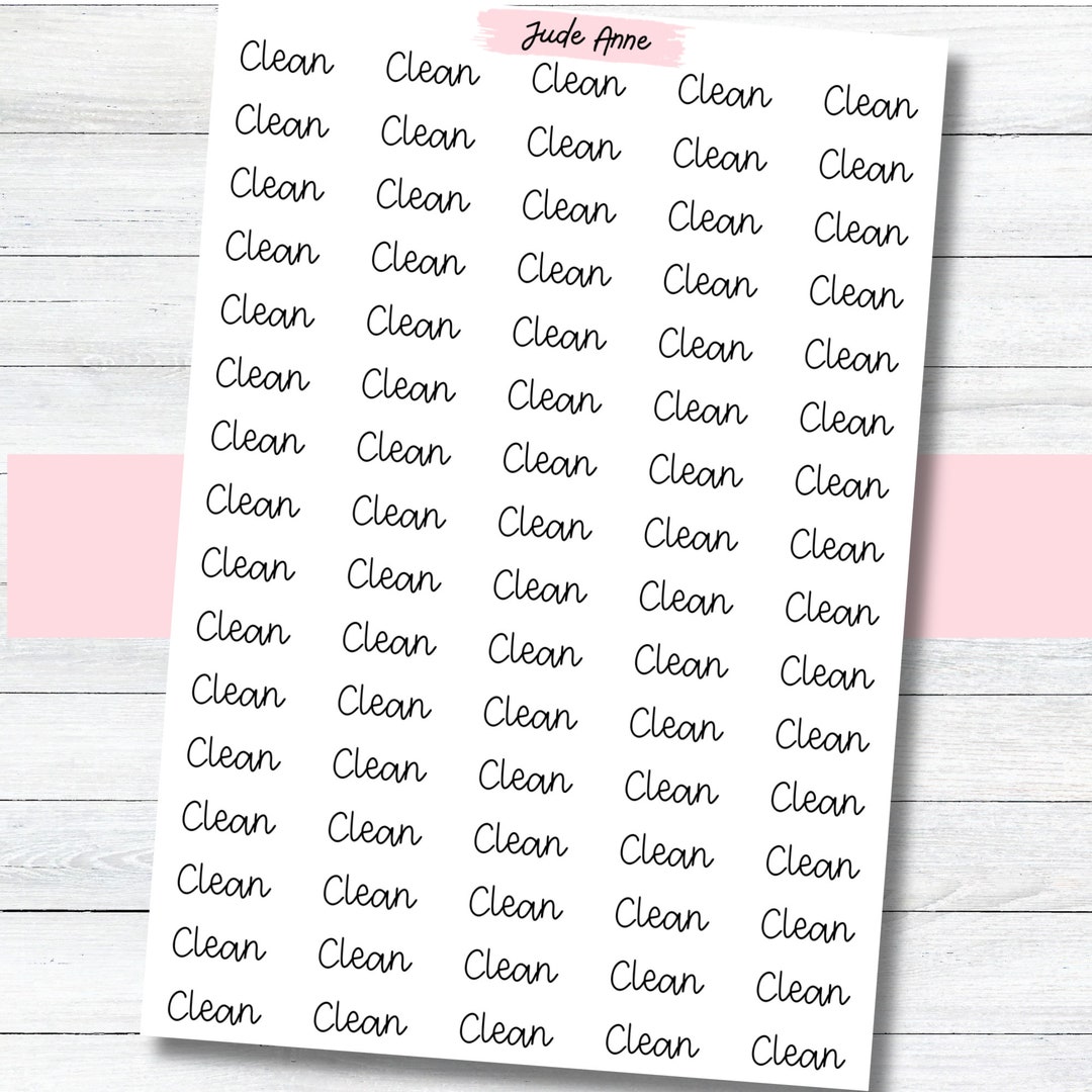 Clean Script Stickers, Cleaning Planner Stickers, Script for Planner ...