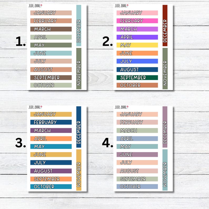 Months Script Stickers, 12 Box Month Stickers, 12 Months Stickers ...