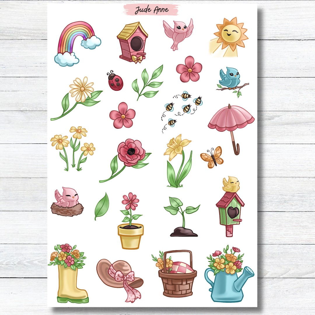 Spring Sticker Sheet, Spring Planner Stickers, Gardening Gift, Garden ...
