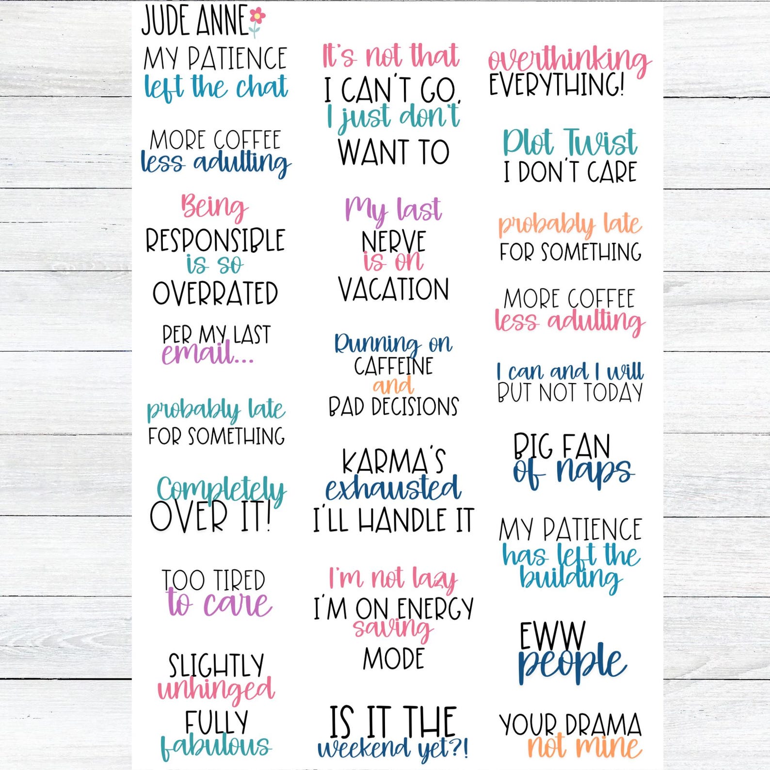 Sarcastic Quotes Stickers, Deco Sticker Sheets for Planners, Funny ...