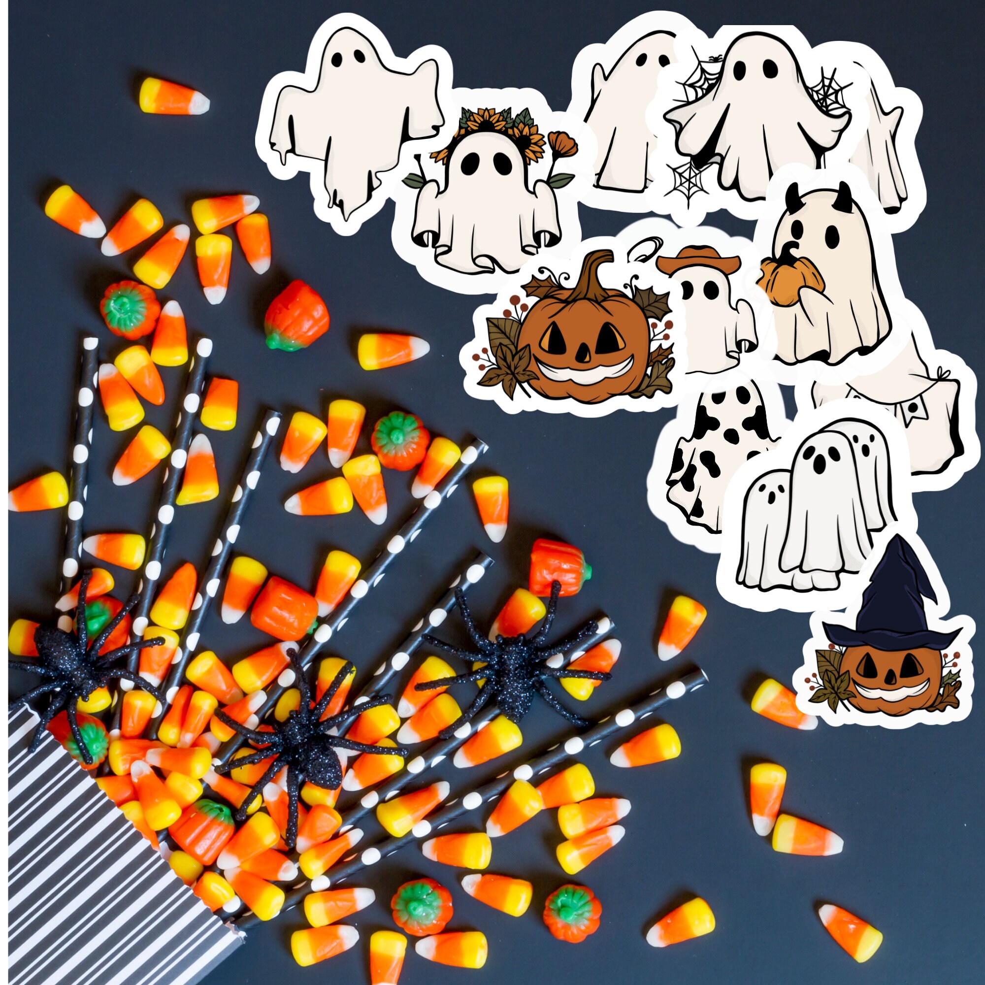 Halloween Stickers 12 Ghost Sticker Set Cute Stickers - Etsy