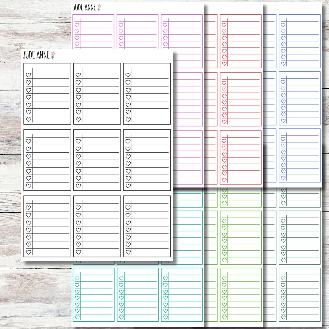 Weekly Full Box Planner Stickers, Checklist Planner Boxes for Tracking ...