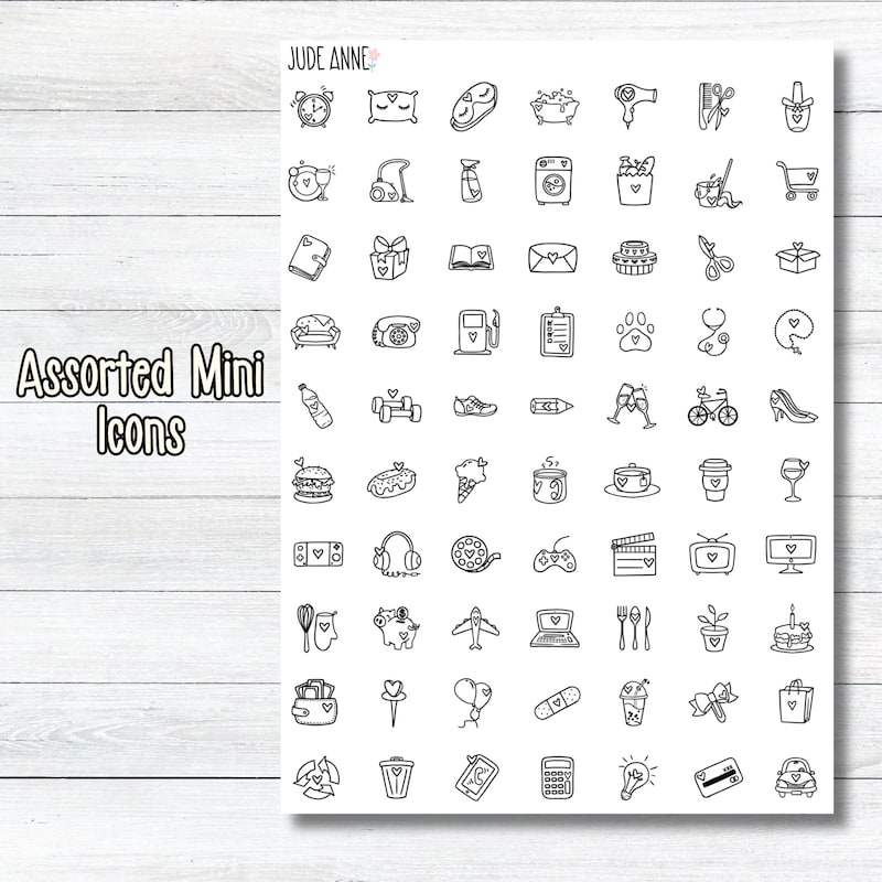 Black and White Journaling Stickers - Etsy