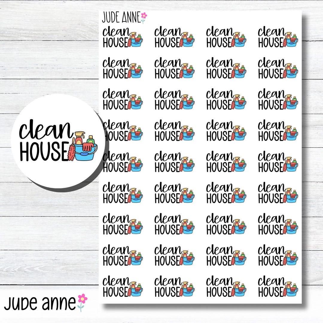 Clean House Planner Stickers | Cleaning Day Stickers | House Cleaning ...