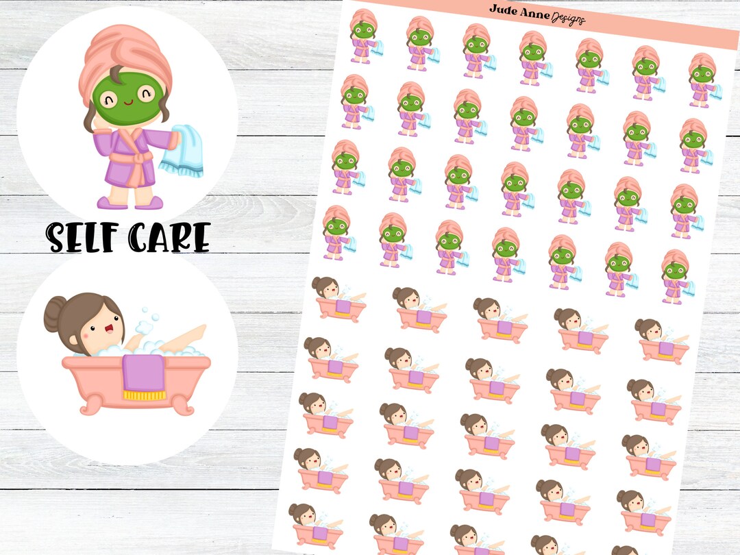 Self Care Planner Stickers Spa Day Stickers Cute Planner Stickers Girl ...