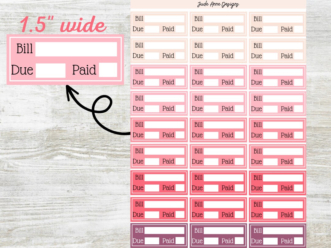 Bill Due Planner Stickers, Budgeting Stickers, Functional Bill Reminder ...