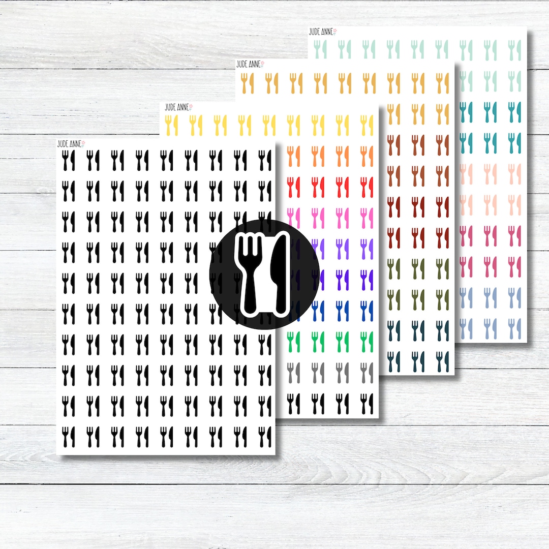 Fork & Knife Meal Planner Stickers, Meal Planning Icons - Etsy