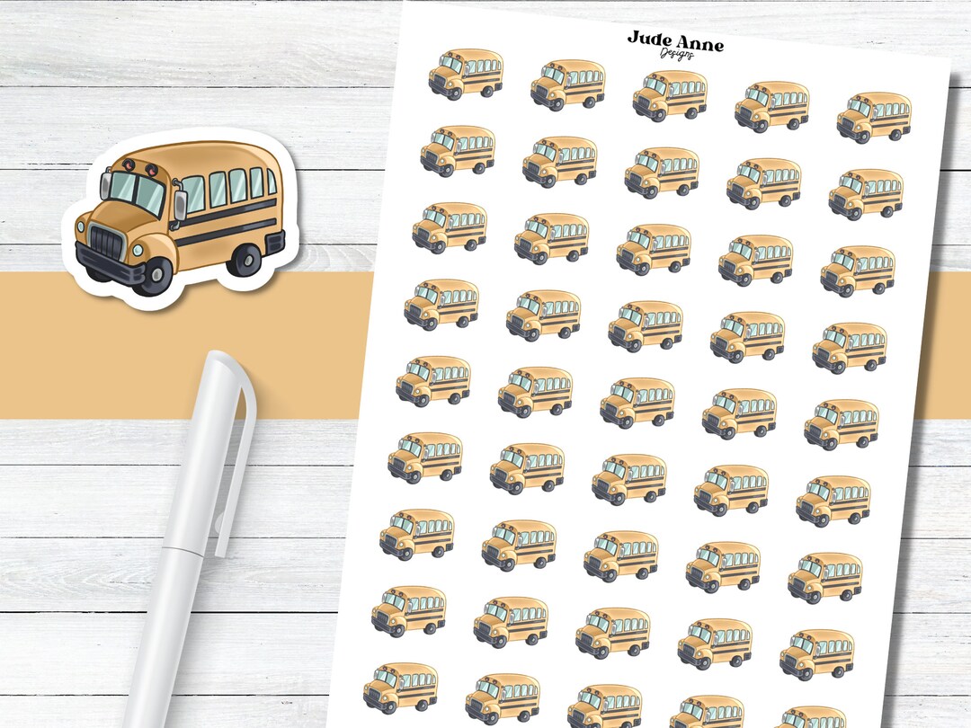 School Bus Planner Stickers, Cute School Bus Icon Stickers, School ...