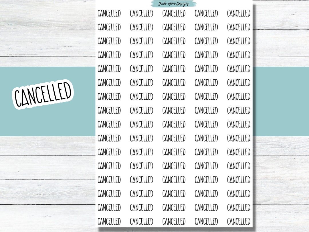 Cancelled Script Sticker, Cancelled Script Sticker for Planners, Bujo ...
