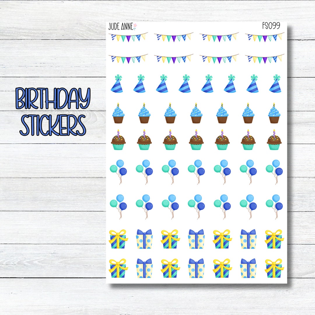Birthday Planner Stickers, Birthday Reminders, Cute Planner Stickers ...