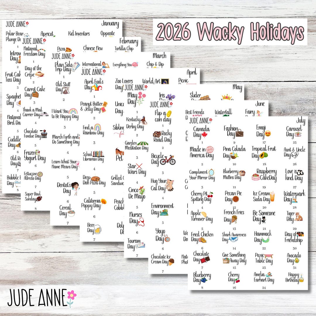 2026 Wacky Holidays Stickers, Planner Stickers, Calendar Holiday ...