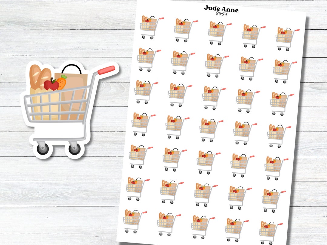 Grocery Cart Stickers, Planner Sticker Sheet, Functional Sticker, Icon ...