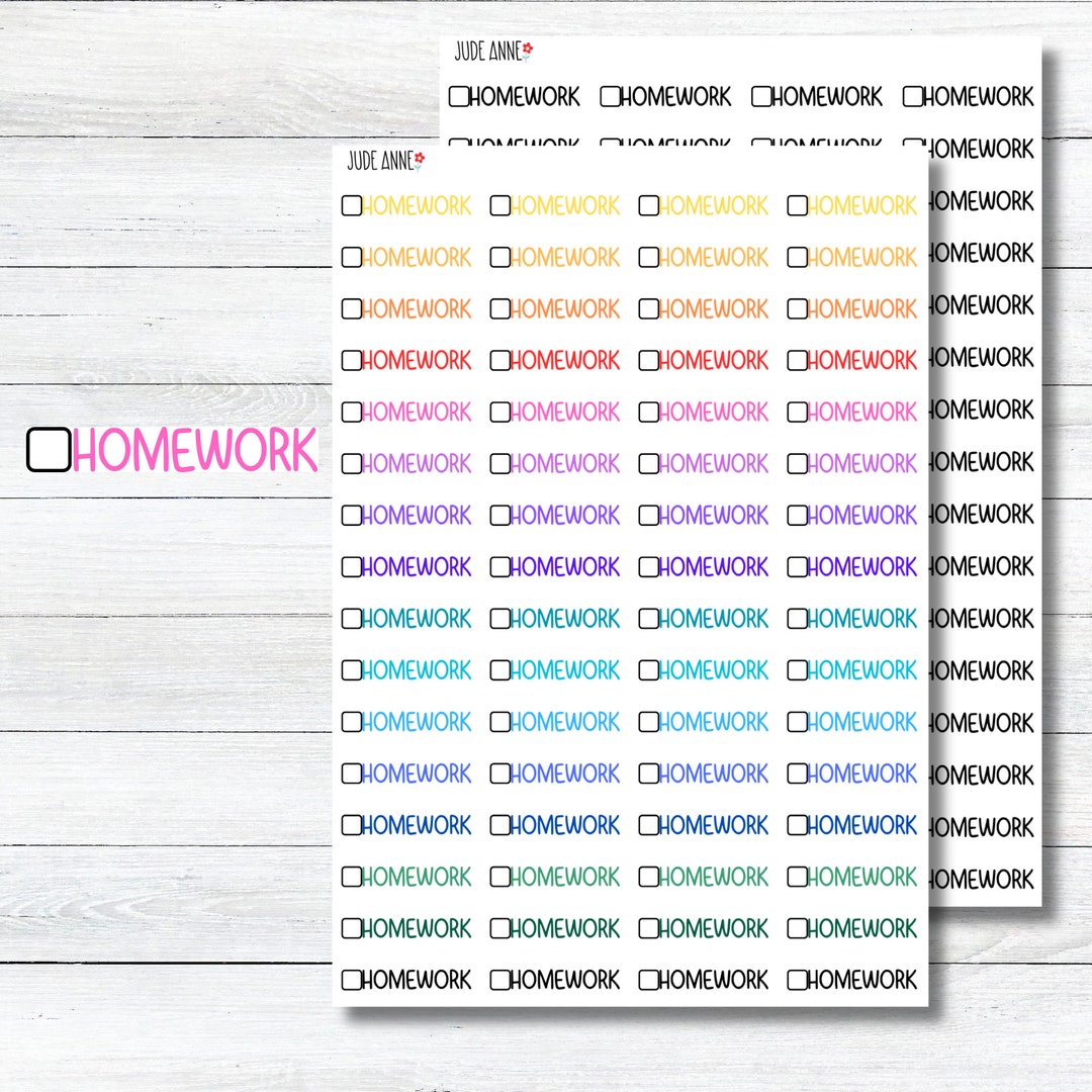 Homework Planner Stickers, Checkbox Homework Stickers, School Calendar ...