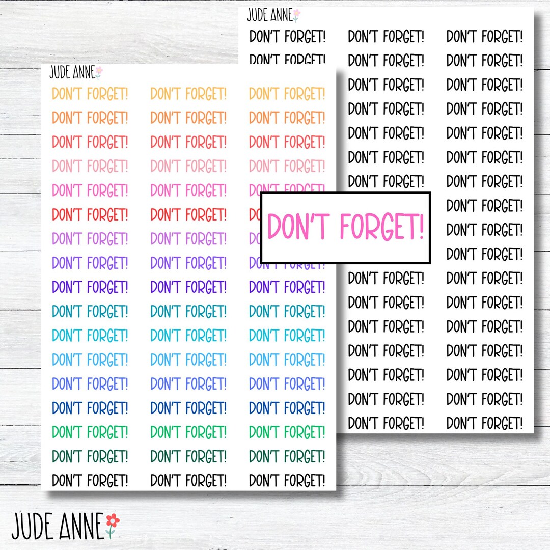 Don't Forget Script Planner Stickers – Reminder Planner Stickers for ...
