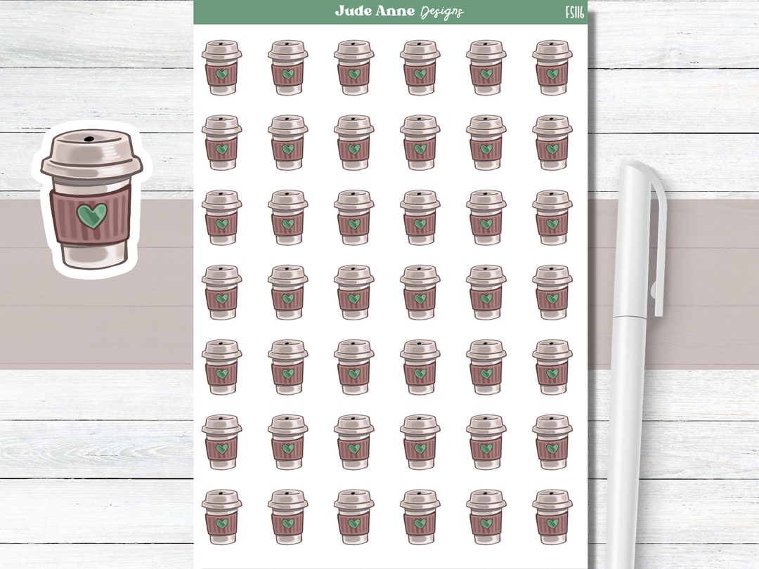 Coffee Planner Stickers, 42 Cute Coffee Stickers, Latte Stickers for ...