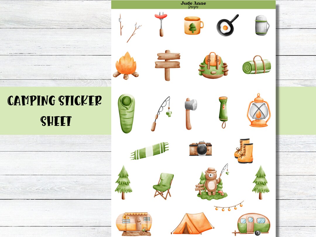 Camping Planner Stickers | Camping Themed Sticker Sheet | Cute Sticker ...
