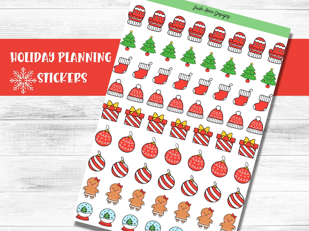 Cute Christmas Stickers (each About 1/2"), Christmas Icon Stickers ...
