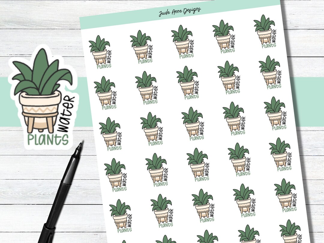 Water Plant Planner Stickers, Cute Planner Stickers, Icon Plant ...