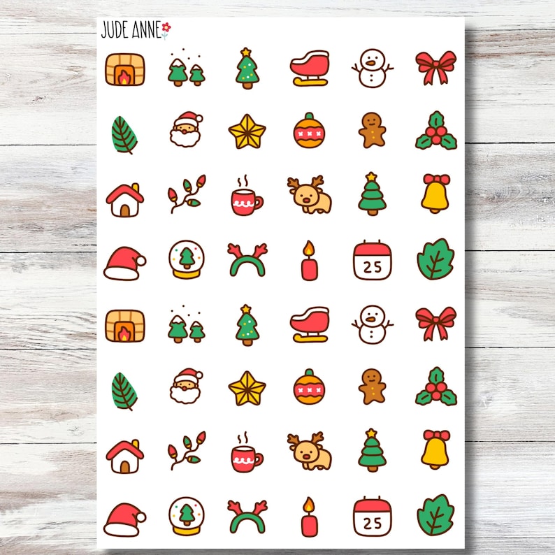 Tiny Christmas Stickers, Christmas Icon Stickers, Sticker Sheet ...