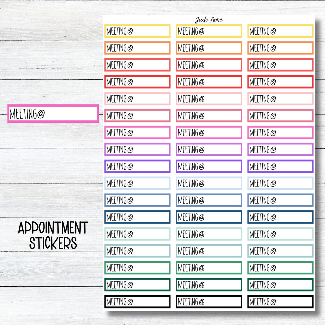 Meeting Reminder Planner Stickers, Planner Stickers, Functional ...