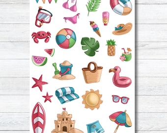 Tropical Beach Vacation Any Month Undated Bullet Journal Sticker Sheet ...