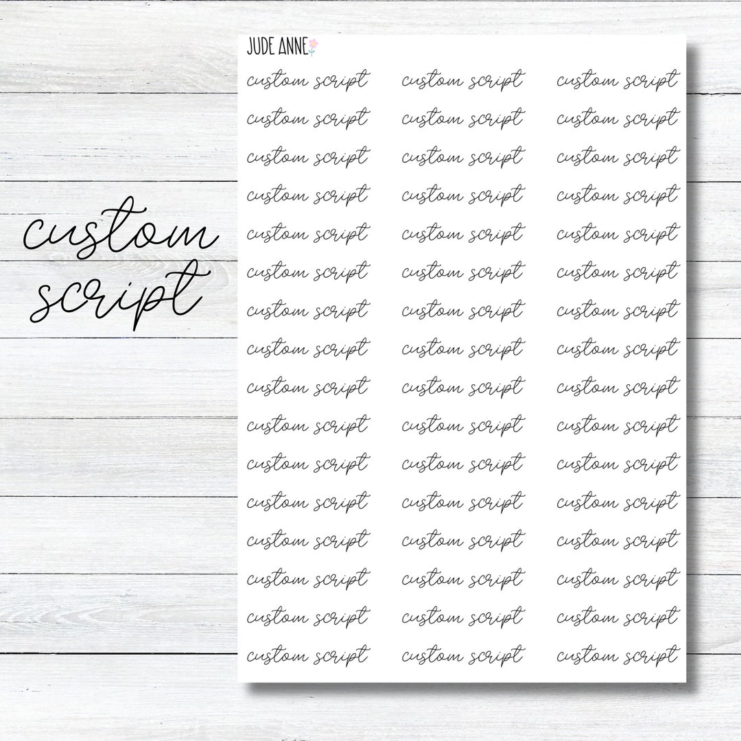 Custom Text Stickers, Color Options, Sticker Sheets, Custom Script ...