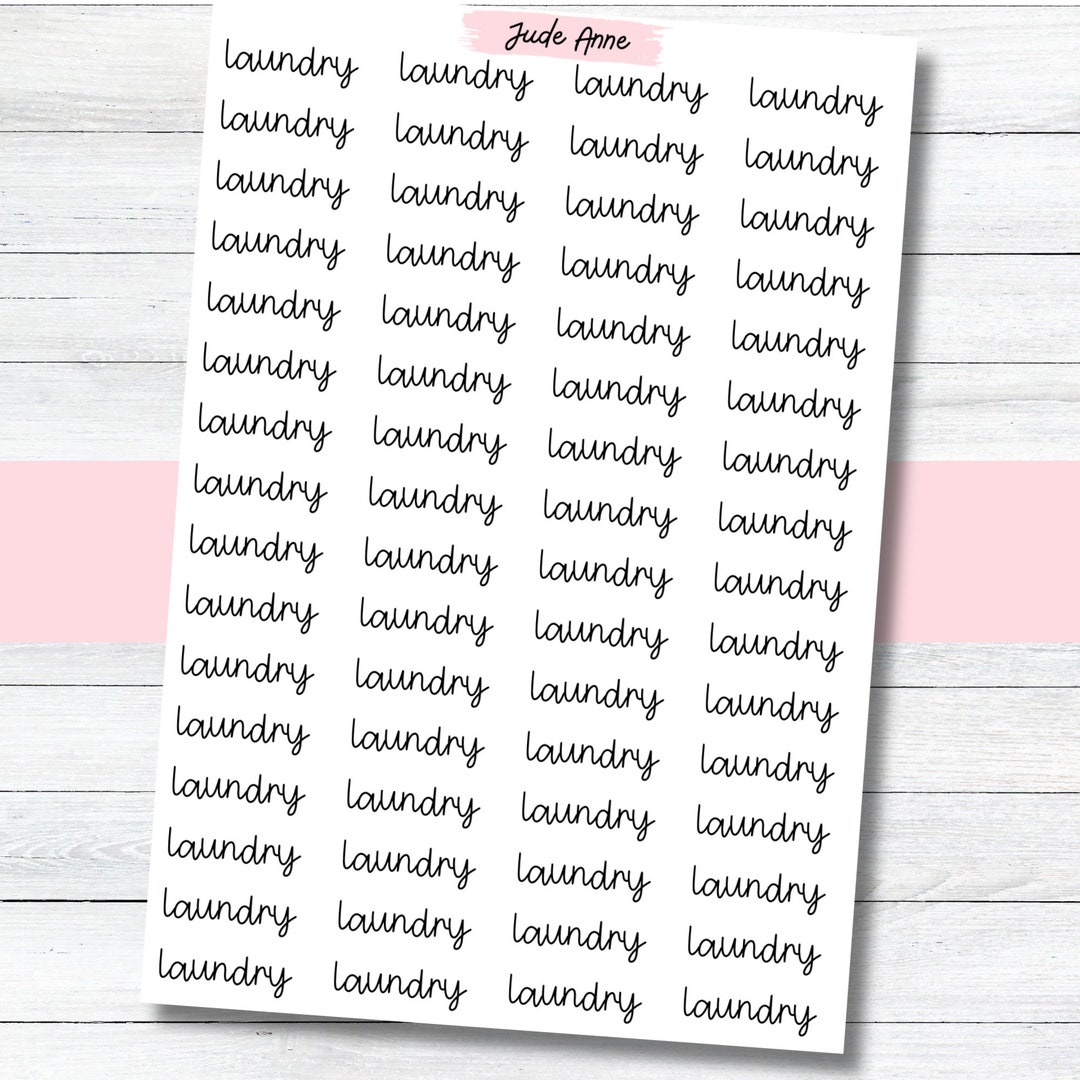 Laundry Script Stickers, Laundry Planner Stickers, Script for Planner ...