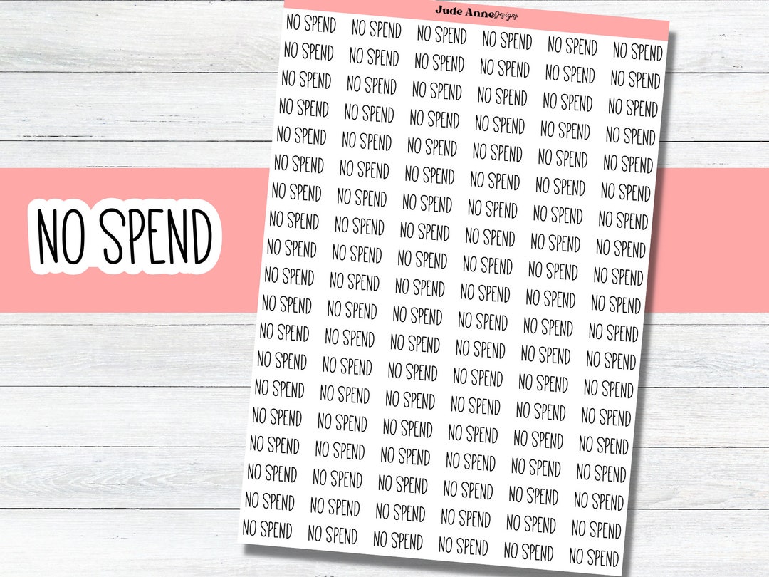 No Spend Planner Stickers, No Spend Script Sticker for Planners, Bujo ...