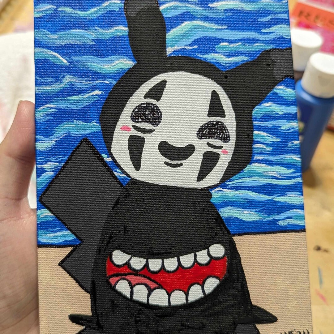 Mimikyu and No Face Crossover Inspired Painting - Etsy