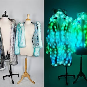 Custom LED Faux Fur Festival Coat | Faux Fur Jacket With Programmable ...