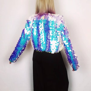 Cropped Sequin Jacket | Satin Lined | Iridescent Paillette Sequins ...