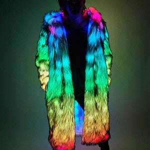 Custom LED Faux Fur Coat: Programmable Light-up Rave Jacket - Etsy
