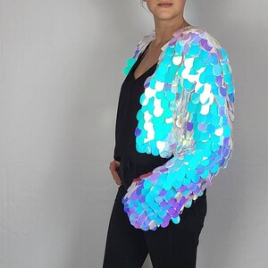 Cropped Sequin Jacket | Satin Lined | Iridescent Paillette Sequins ...