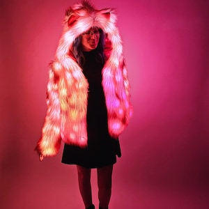 Custom LED Faux Fur Coat: Programmable Light-up Rave Jacket - Etsy