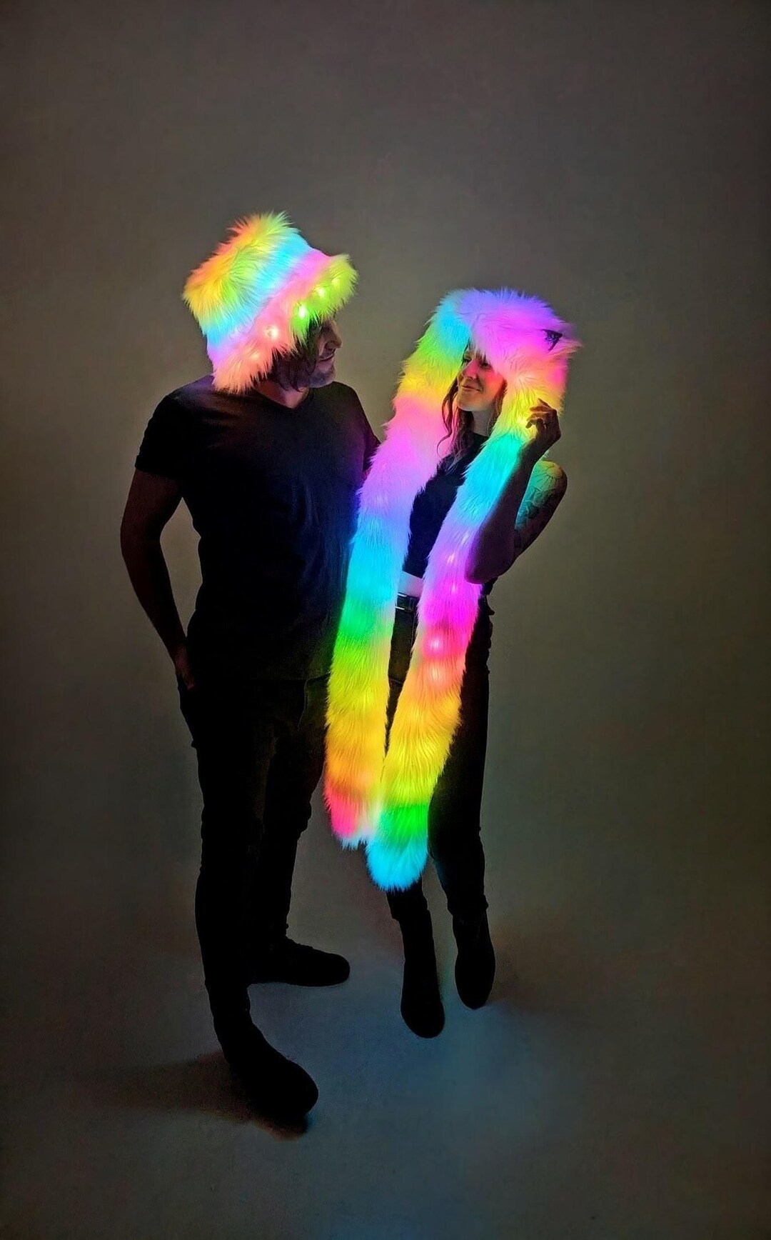 Custom LED Hood | Faux Fur Hood With Programmable Lights | Festival ...