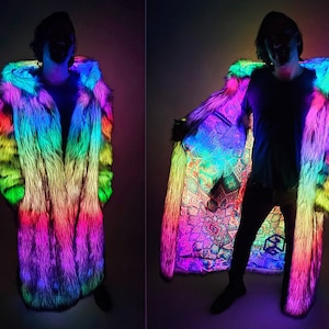 Custom LED Faux Fur Coat: Programmable Light-up Rave Jacket - Etsy