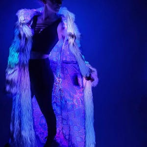 Custom LED Faux Fur Festival Coat | Faux Fur Jacket With Programmable ...